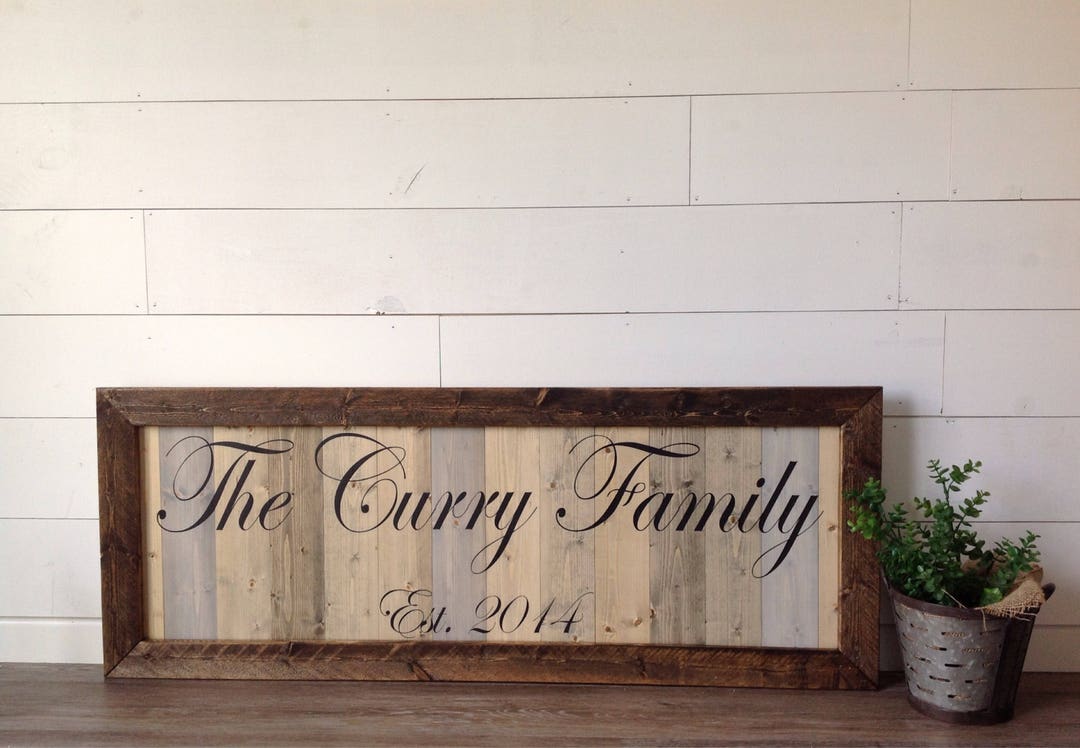 Personalized Family Sign, LARGE Wood Sign, Farmhouse Wall Decor, Custom ...