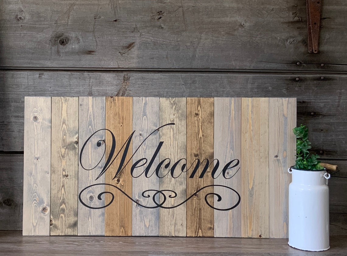 Welcome Sign LARGE Wood Welcome Sign Farmhouse Welcome - Etsy