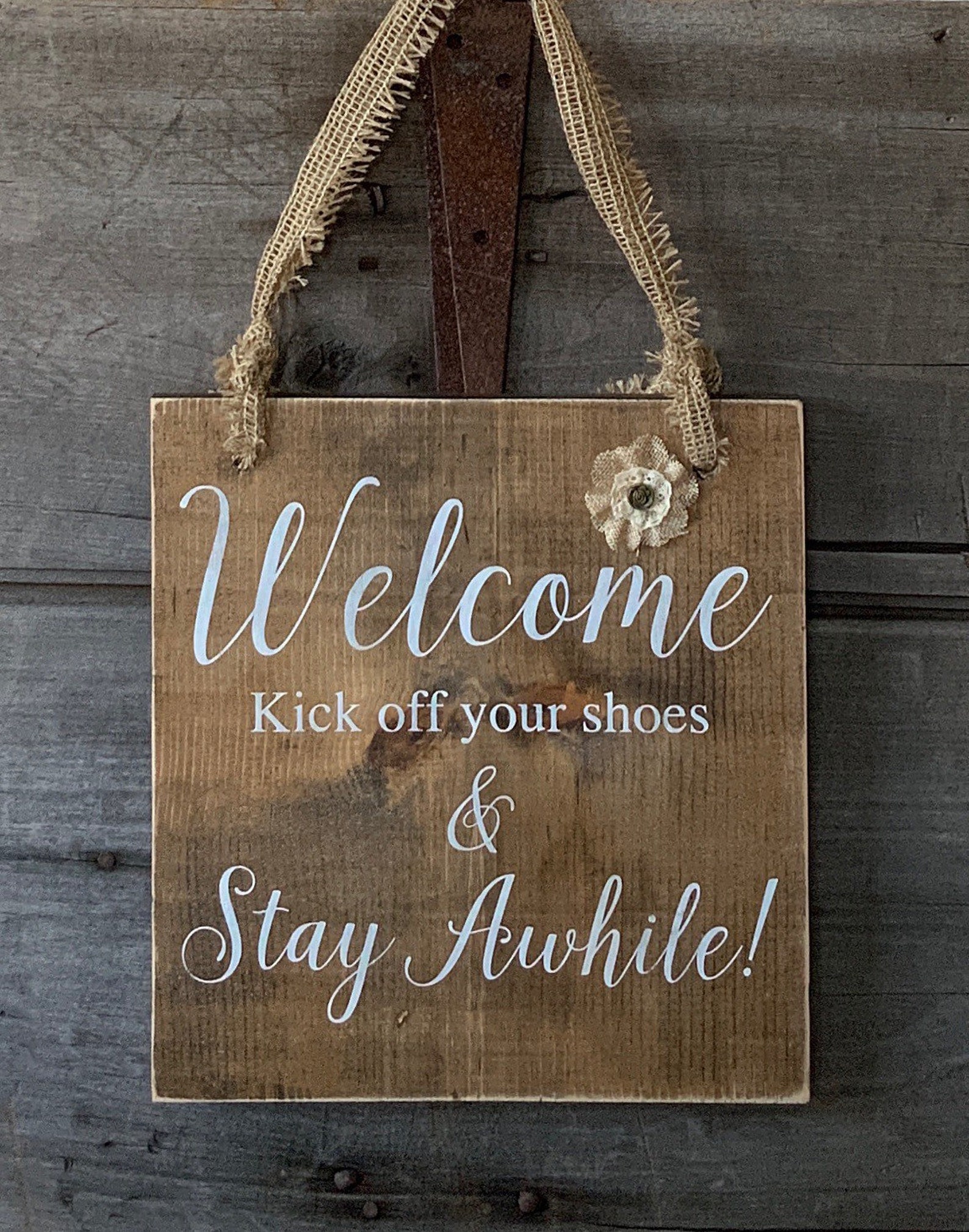 Welcome Kick off Your Shoes & Stay Awhile Welcome Sign Wood - Etsy