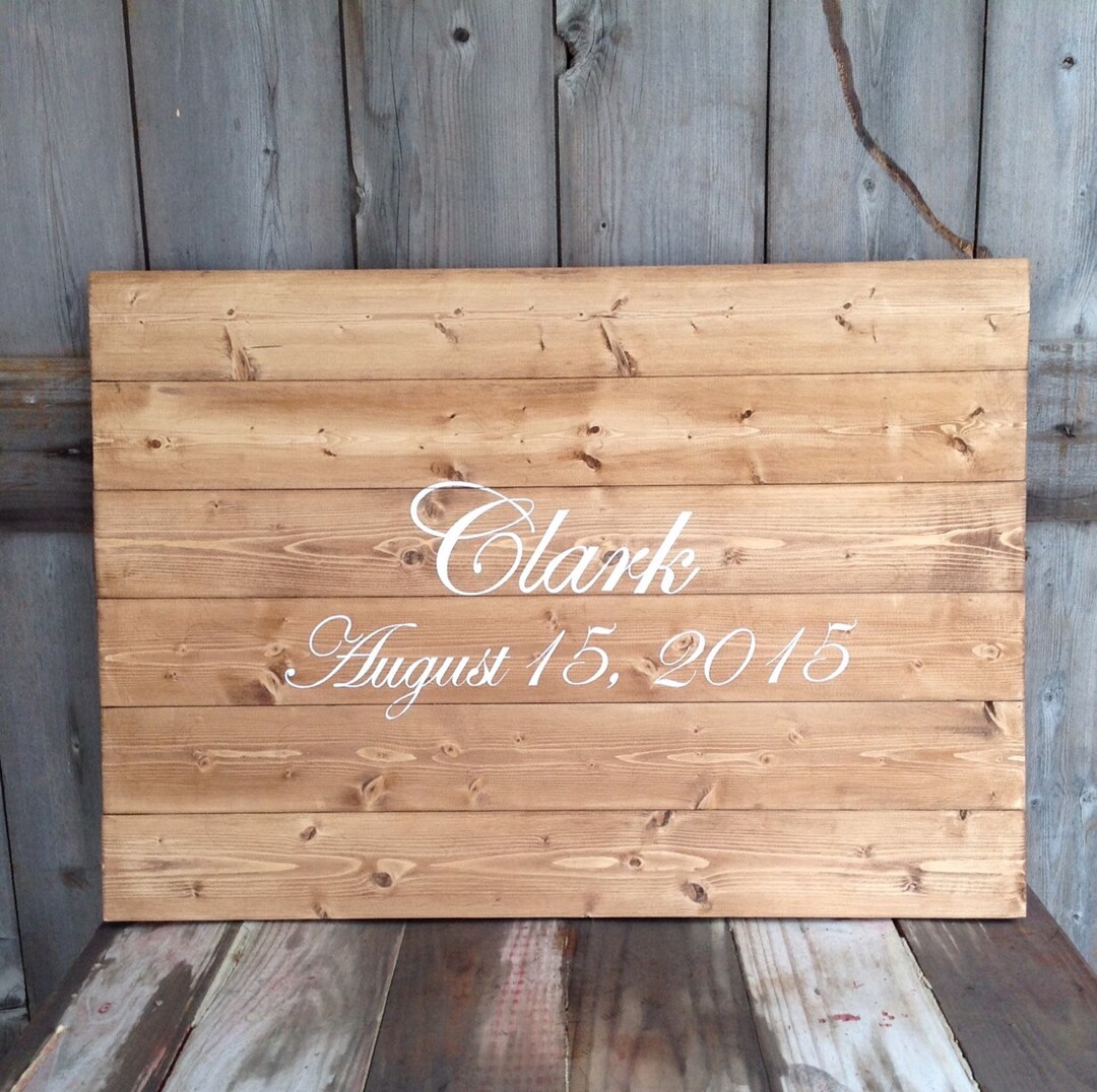 Cursive Last Name/date Established Wood Sign Wedding Gift Anniversary ...
