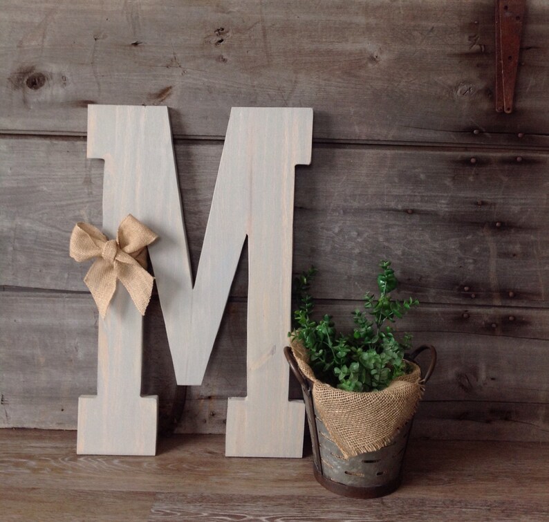 Barn Wood Letters Measuring 24 Inches Tall With Burlap Bow - Etsy