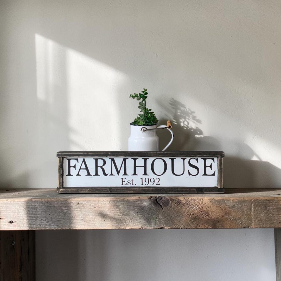 Farmhouse Framed Wood Sign, Rustic Horizontal Wall Decor, Country Home ...