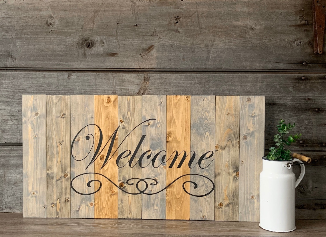 Welcome Sign LARGE Wood Welcome Sign Farmhouse Welcome - Etsy