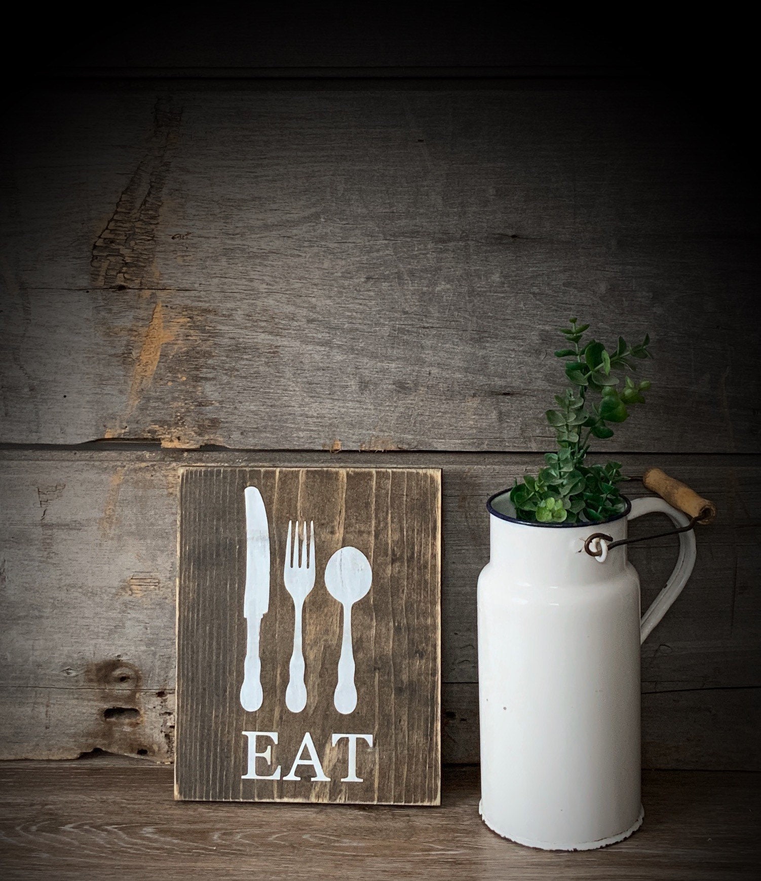 Hand Painted 'eat' Wood Kitchen Sign, Rustic Farmhouse Decor - Etsy