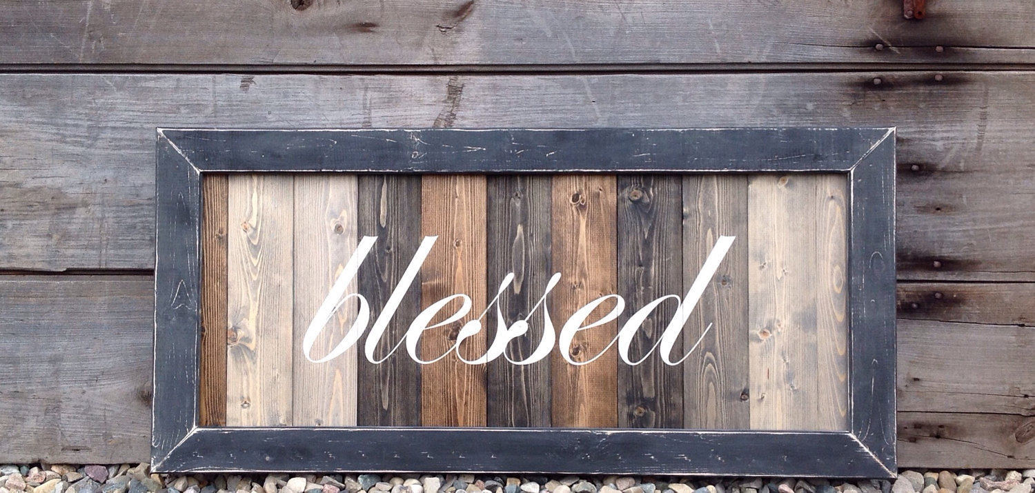 Hand Painted Blessed Rustic Farmhouse Wood Sign - Etsy