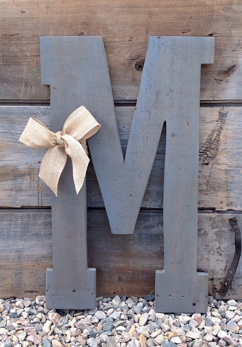 Barn Wood Letters Measuring 24 Inches Tall With Burlap Bow - Etsy