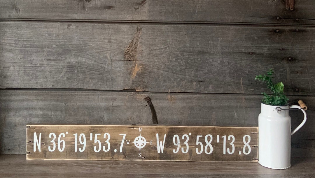 Latitude and Longitude Sign, Coordinates Sign, Wood Sign, Latitude ...