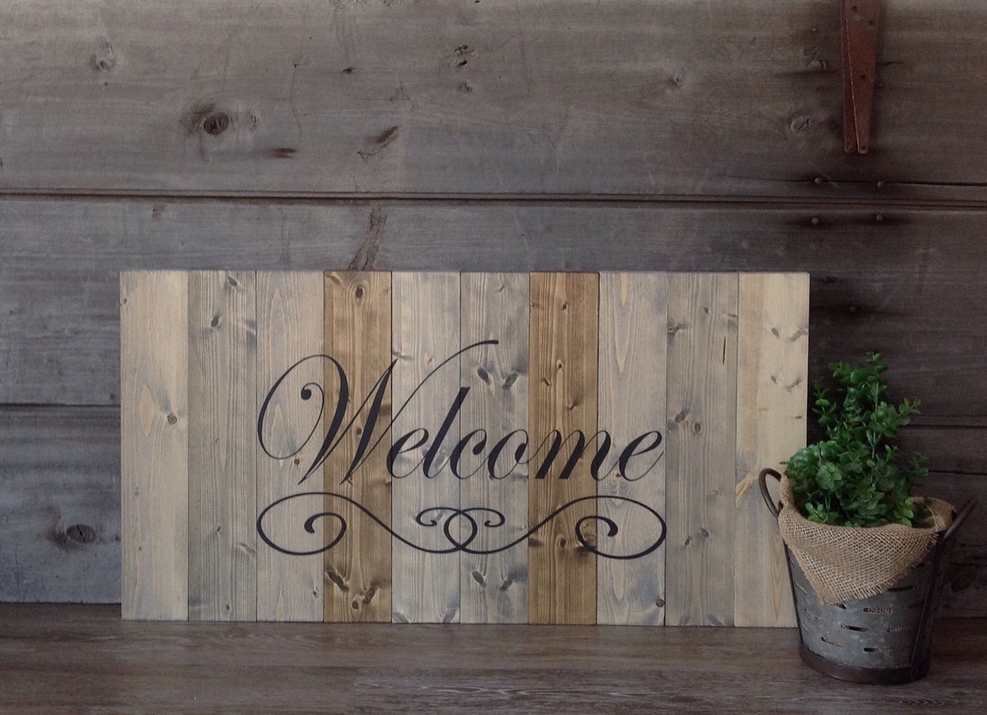 Welcome Sign, LARGE Wood Welcome Sign, Farmhouse, Welcome Sign ...