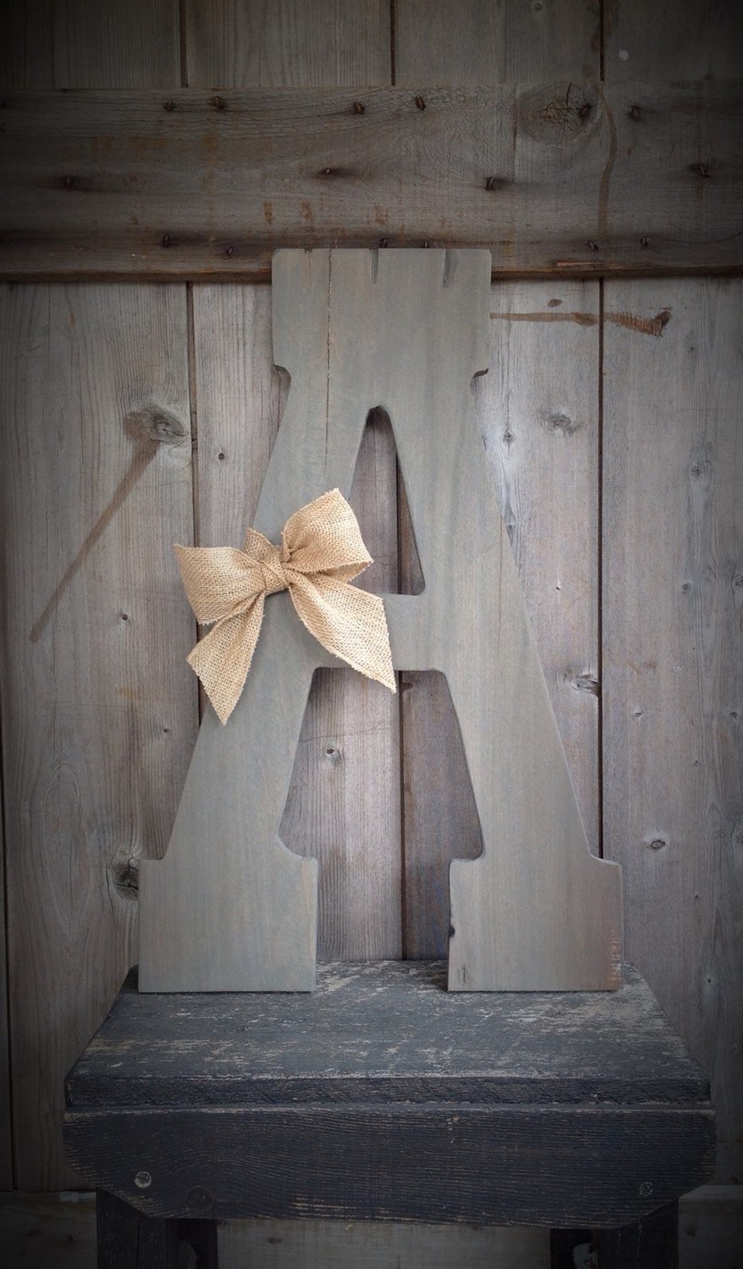 Barn Wood Letters Measuring 24 Inches Tall With Burlap Bow, Barn Wood ...