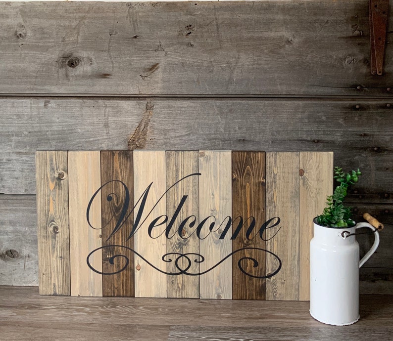 Welcome Sign LARGE Wood Welcome Sign Farmhouse Welcome - Etsy