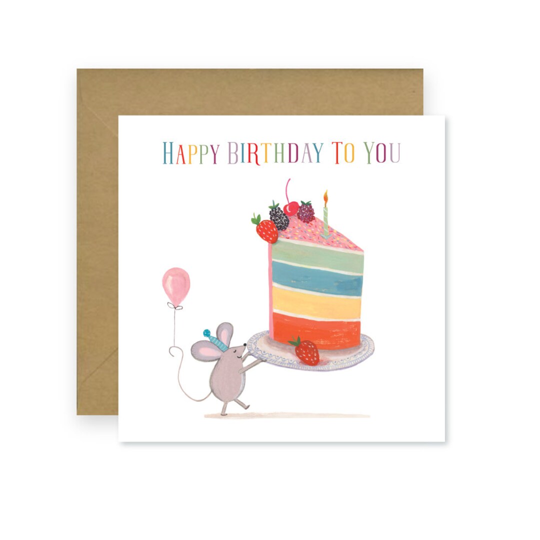 Mouse Birthday Cake Card - Etsy
