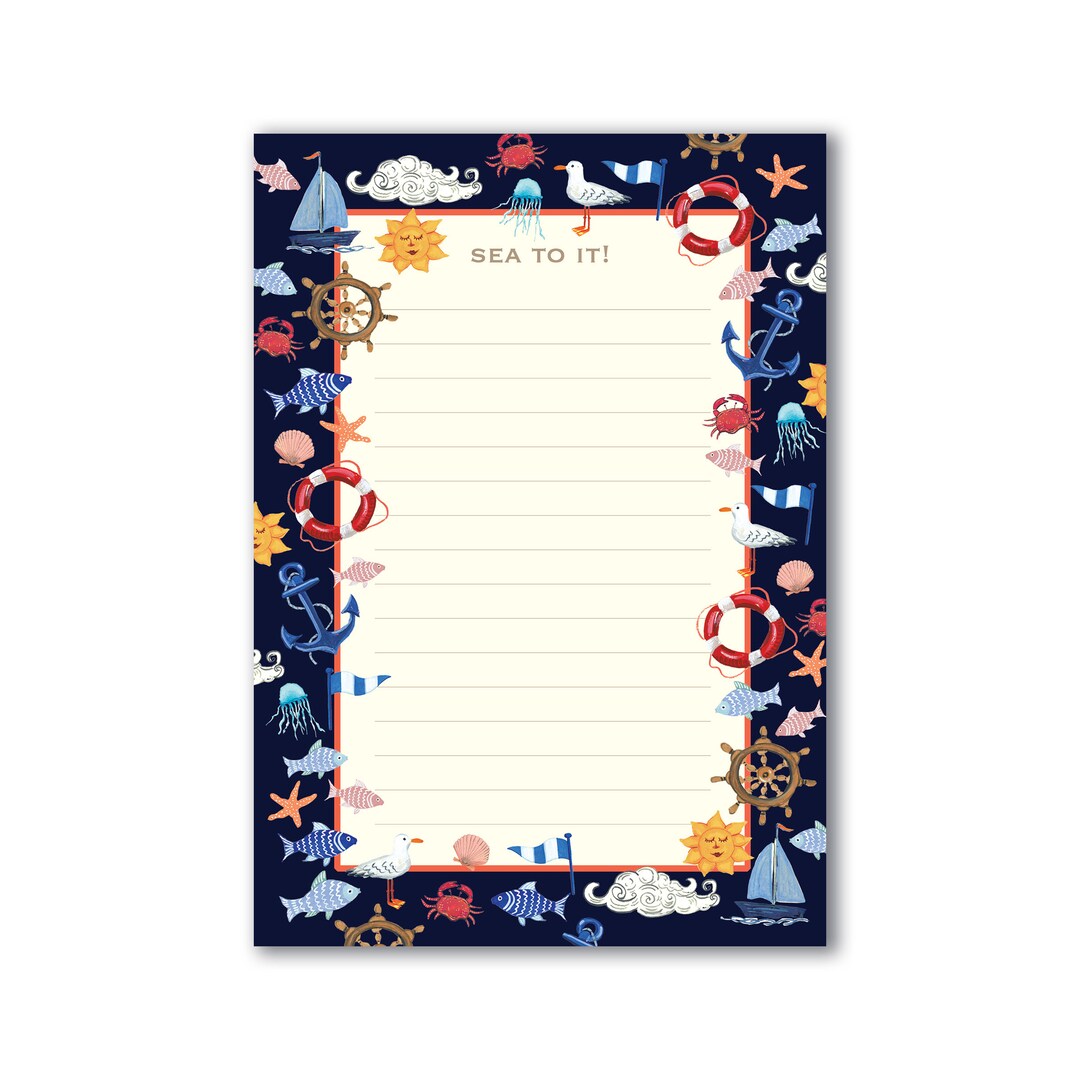 Nautical Seaside Illustrated A5 Notepad / Tear-off Notepad / Everyday ...