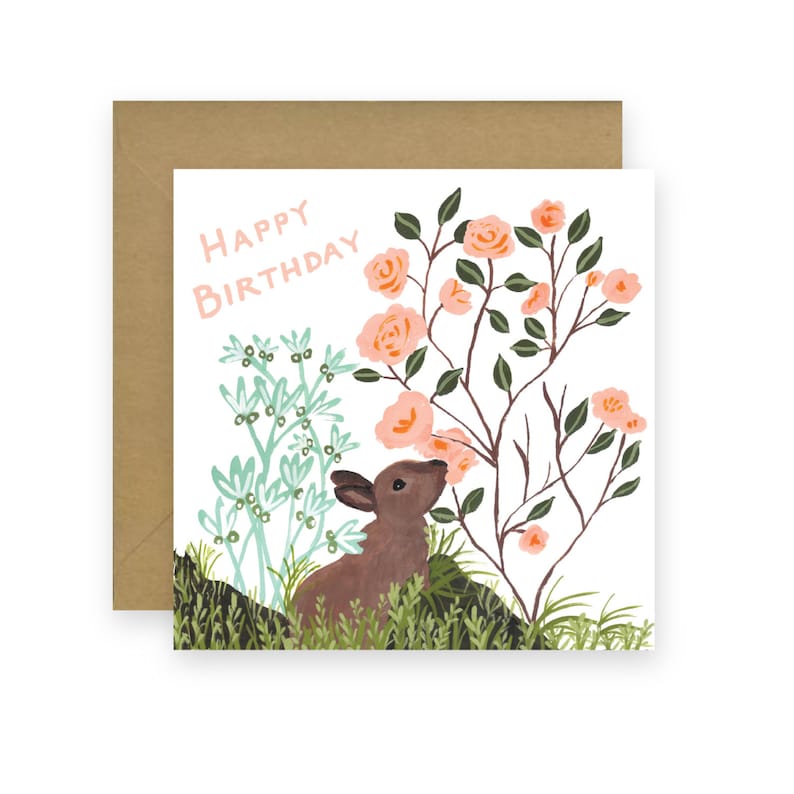 Bunny Birthday Card - Etsy