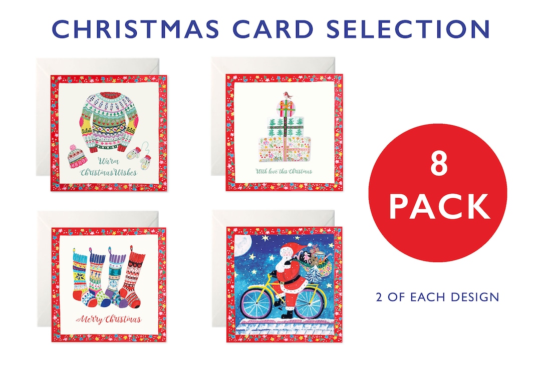Christmas Card Selection 8 PACK 2 of Each Design - Etsy