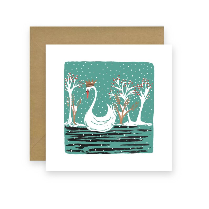 Christmas Swan Card - Etsy