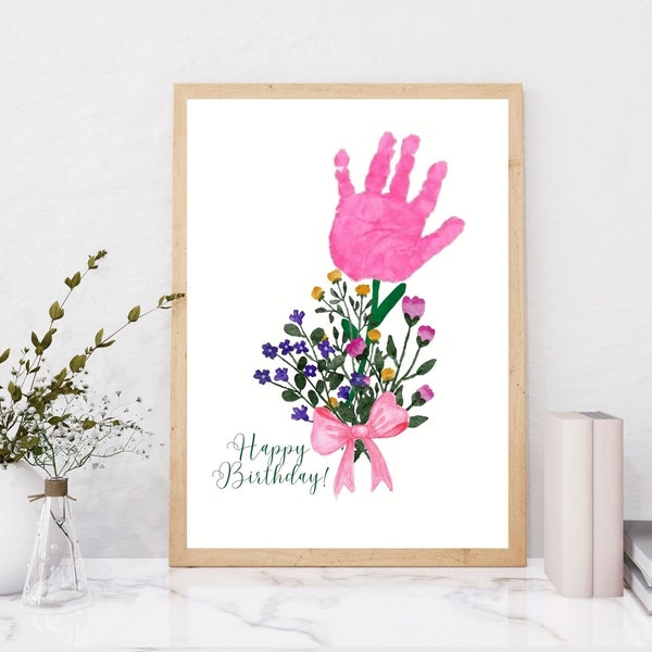 Happy Birthday Handprint Template - Etsy
