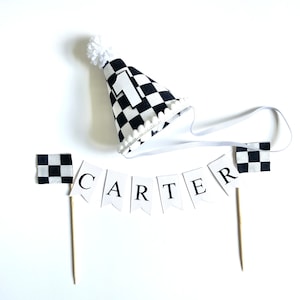 Checkerboard Racing Party Hat or Cake Topper: Retro Checkered Birthday ...