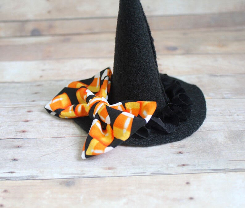 Halloween Black MINI Witch Hat With Removable Candy Corn Hair - Etsy