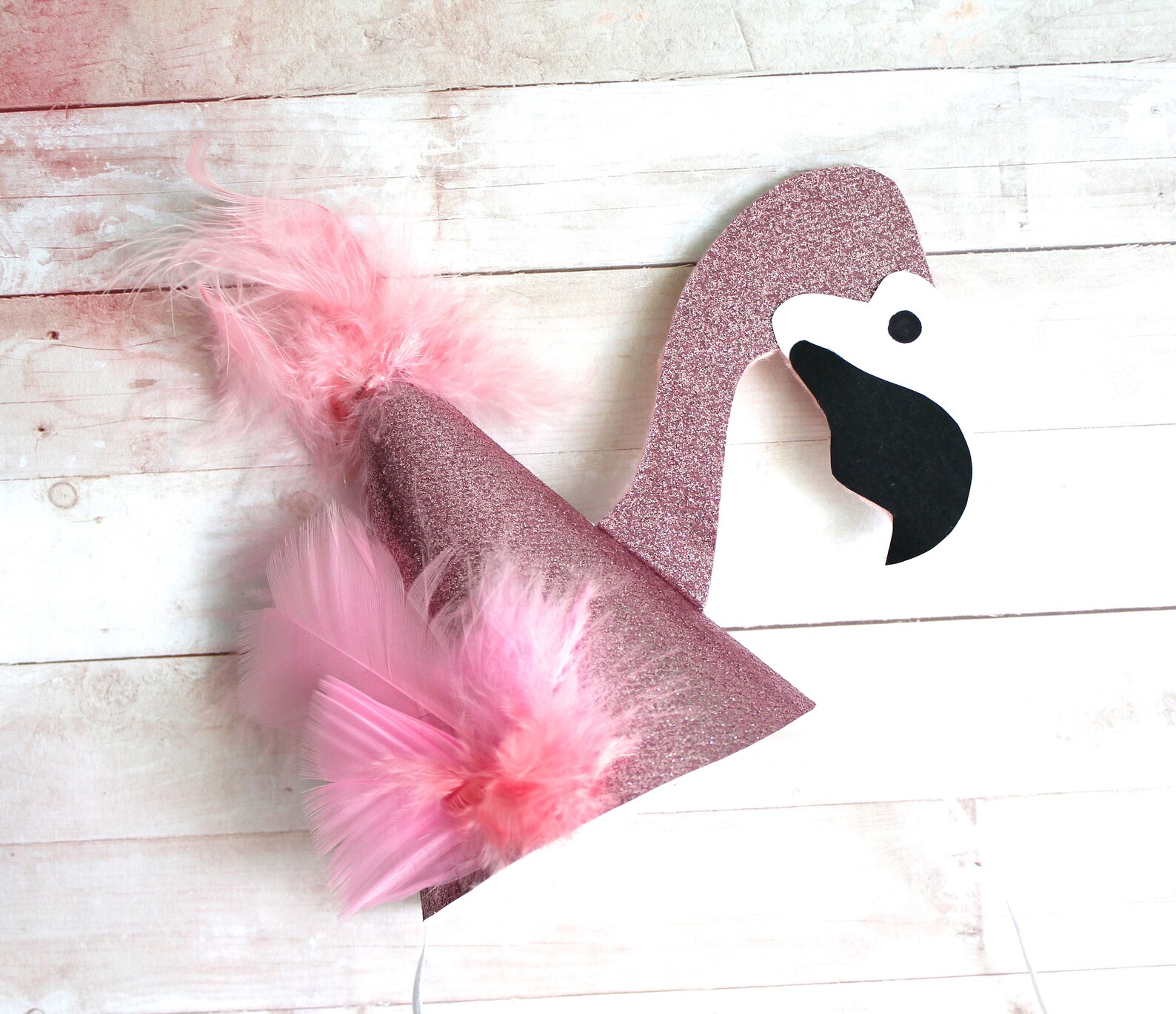 Let's Flamingle! Pink Glitter Flamingo Mini Party Hat W/ Pink Feathers ...