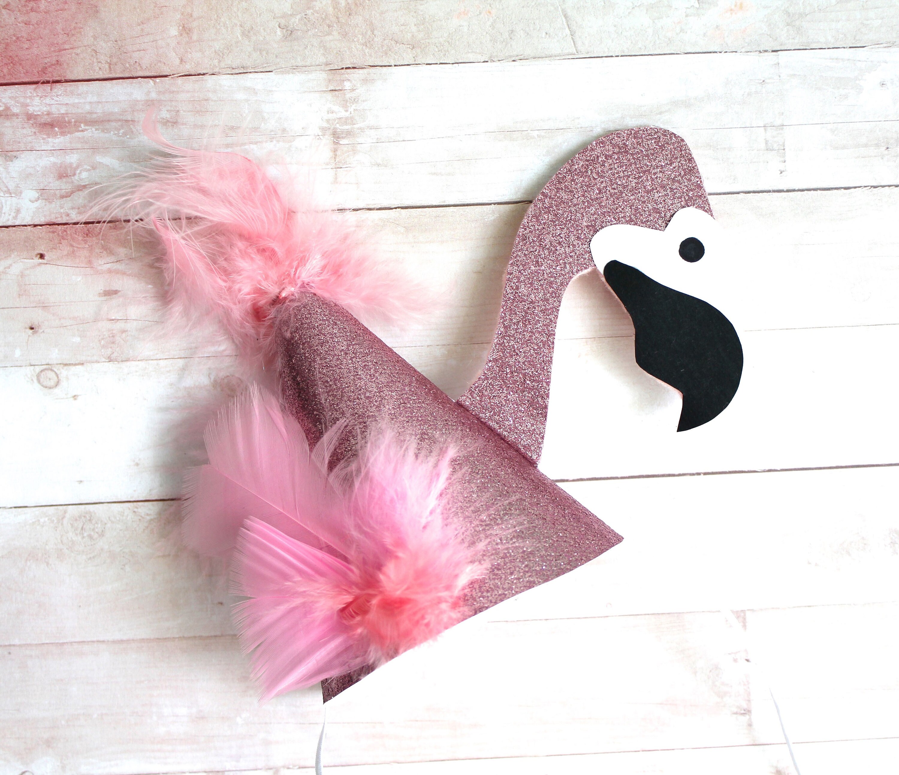 Let's Flamingle! Pink Glitter Flamingo Mini Party Hat W/ Pink Feathers ...