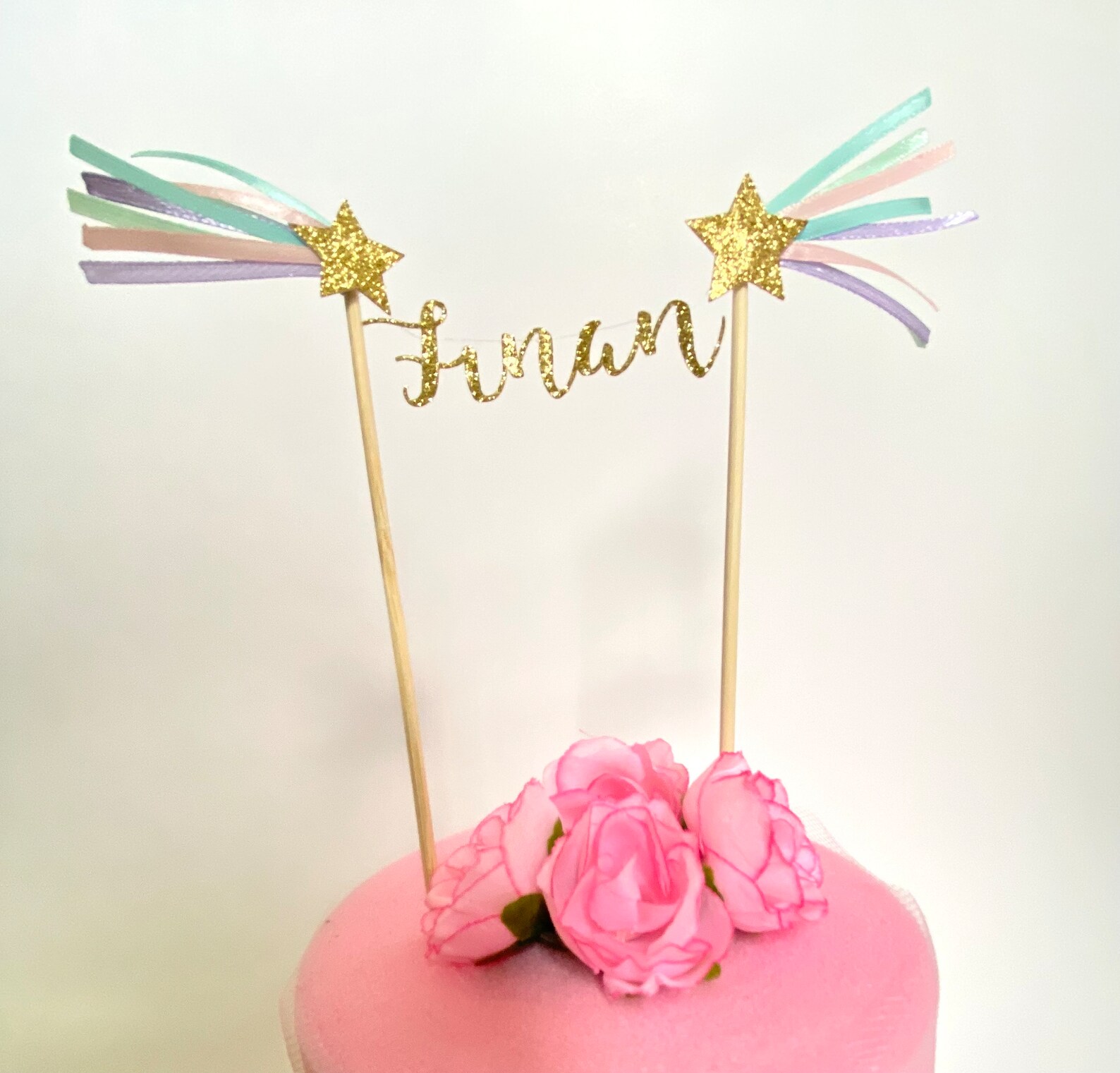 PERSONALIZED Custom Name or Age Cake Topper With Gold or Silver Glitter ...