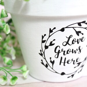 4" Personalized Love Grows Here Flower Pot Housewarming Mother's Day ...
