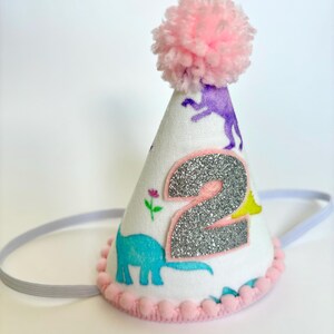 Dinosaur MINI Birthday Party Hat Headband - Girls Colorful Bright ...