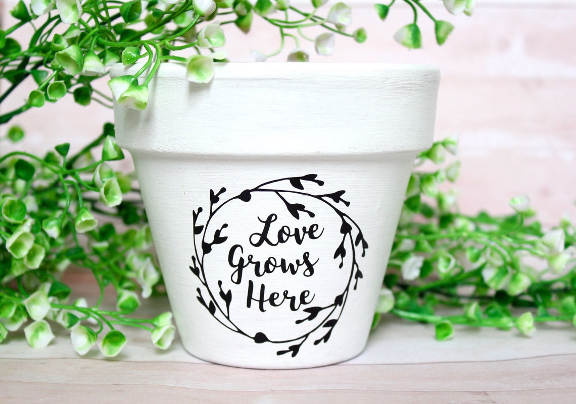 4 Personalized Love Grows Here Flower Pot Housewarming - Etsy