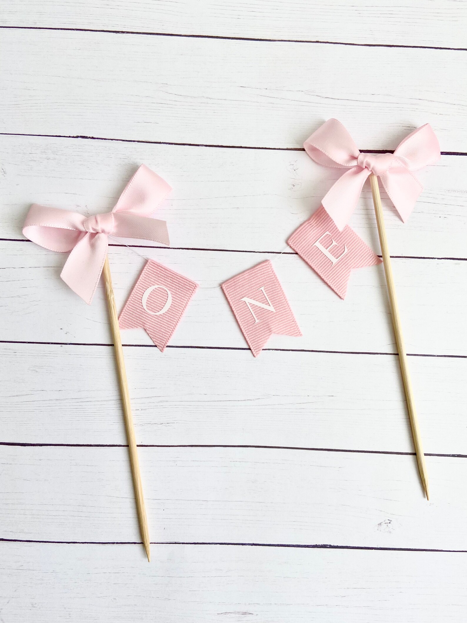 Baby Pink CaKe Bunting Flag Topper w/ Bows or MINI Birthday | Etsy