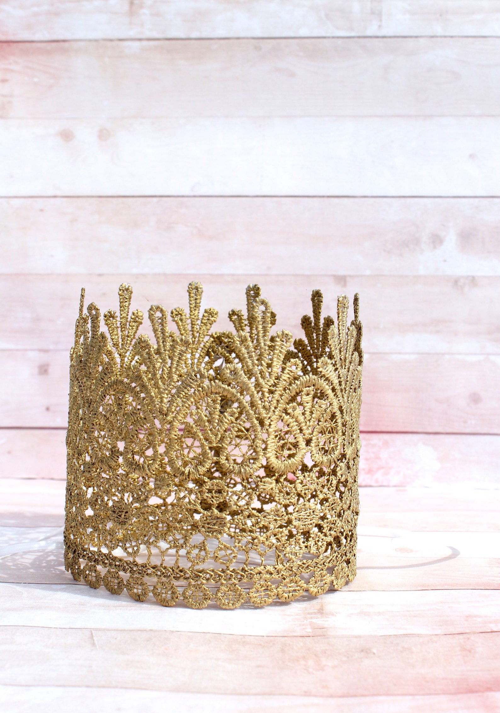 Gold Silver or White MINI Lace Crown Headband Bride | Etsy