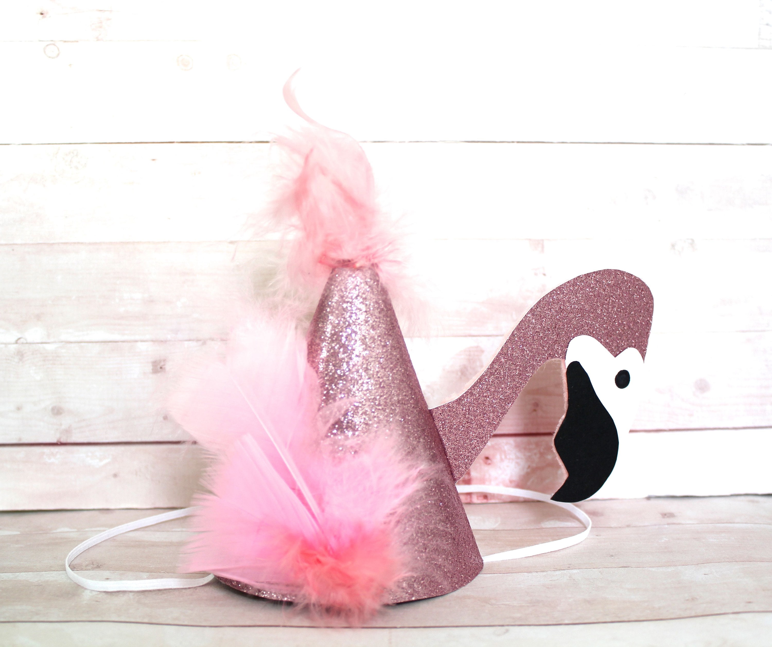 Let's Flamingle! Pink Glitter Flamingo Mini Party Hat W/ Pink Feathers ...