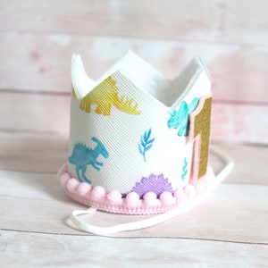 Dinosaur Dino MINI Birthday Party Cake Smash Crown Headband With Gold ...