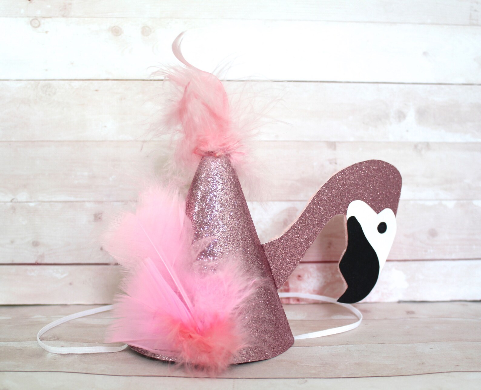 Let's Flamingle! Pink Glitter Flamingo Mini Party Hat W/ Pink Feathers ...