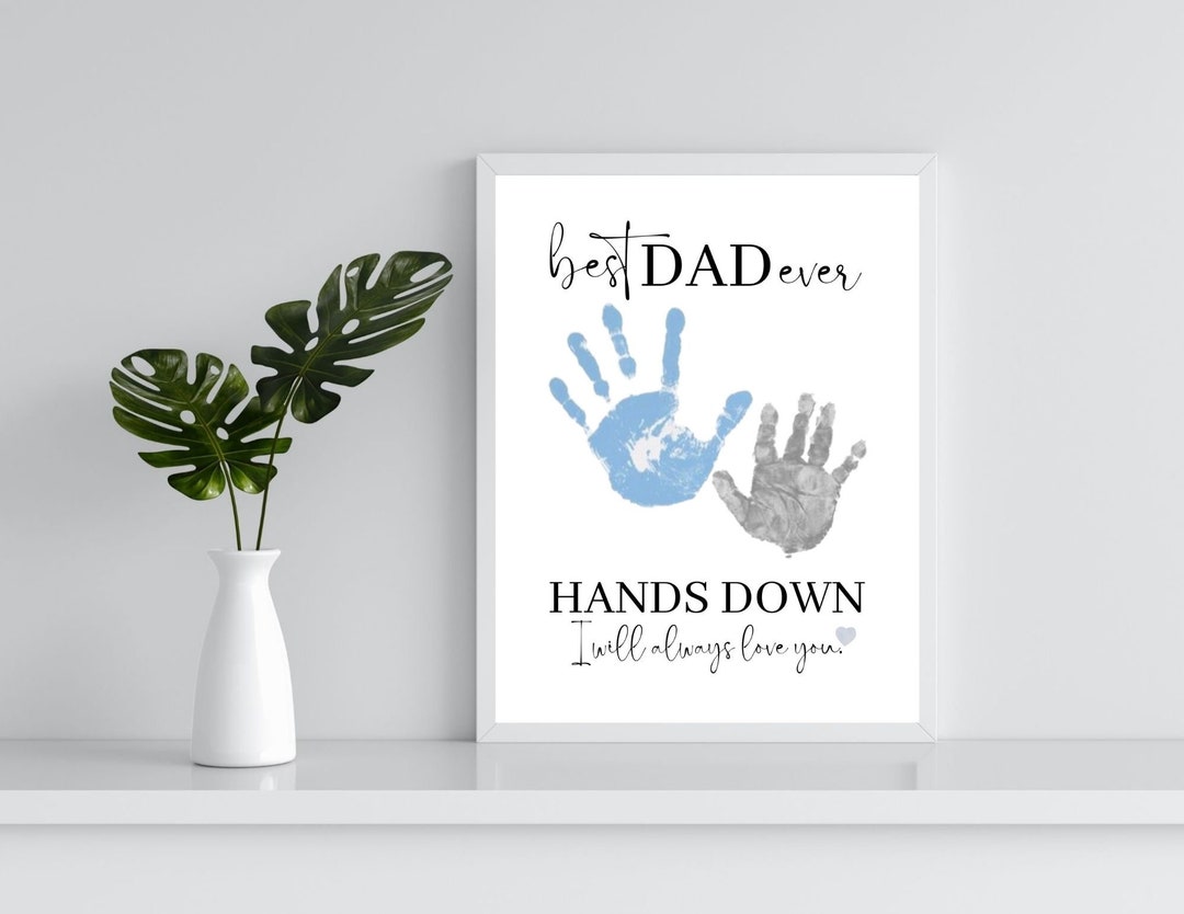 Handmade Father's Day Gift Handprint Keepsake Memory Wall Art Card ...