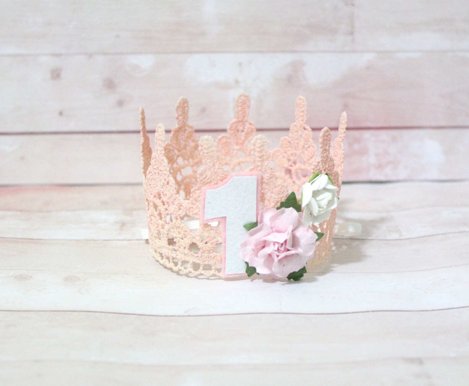 Gold Silver or Pink MINI Lace Crown Headband W/ Flowers - Etsy