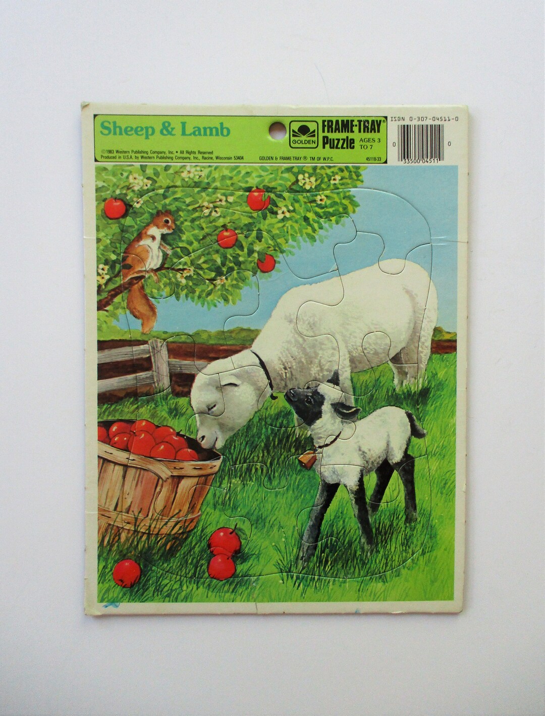 Vintage Ewe & Her Lamb Golden Frame Tray Puzzle, Classic Childrens ...