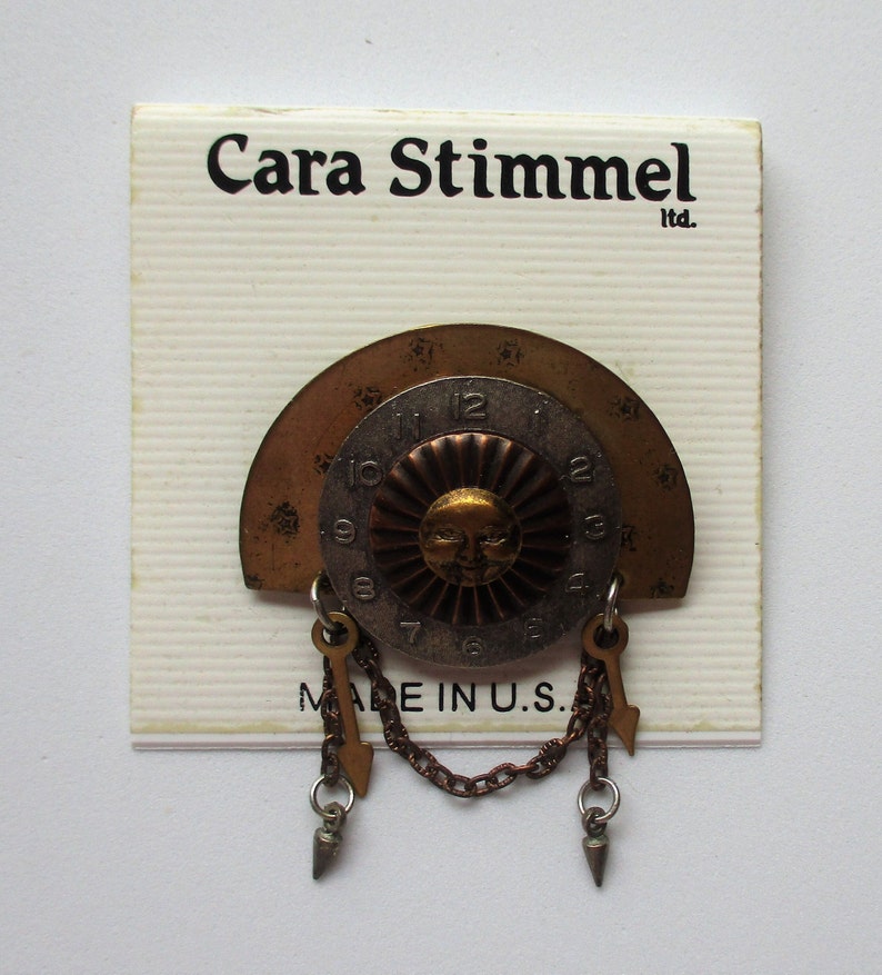 Vintage Cara Stimmel Brooch Tri-tone Half Circle W Man in - Etsy