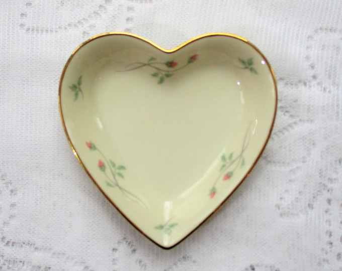 Vintage Lenox Rose Manor Heart Shaped Porcelain Trinket Dish With Gold ...