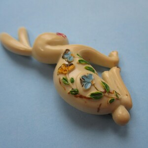 Vintage Celluloid Rabbit Pin, Unique Retro Bunny Pin, Hand Painted ...