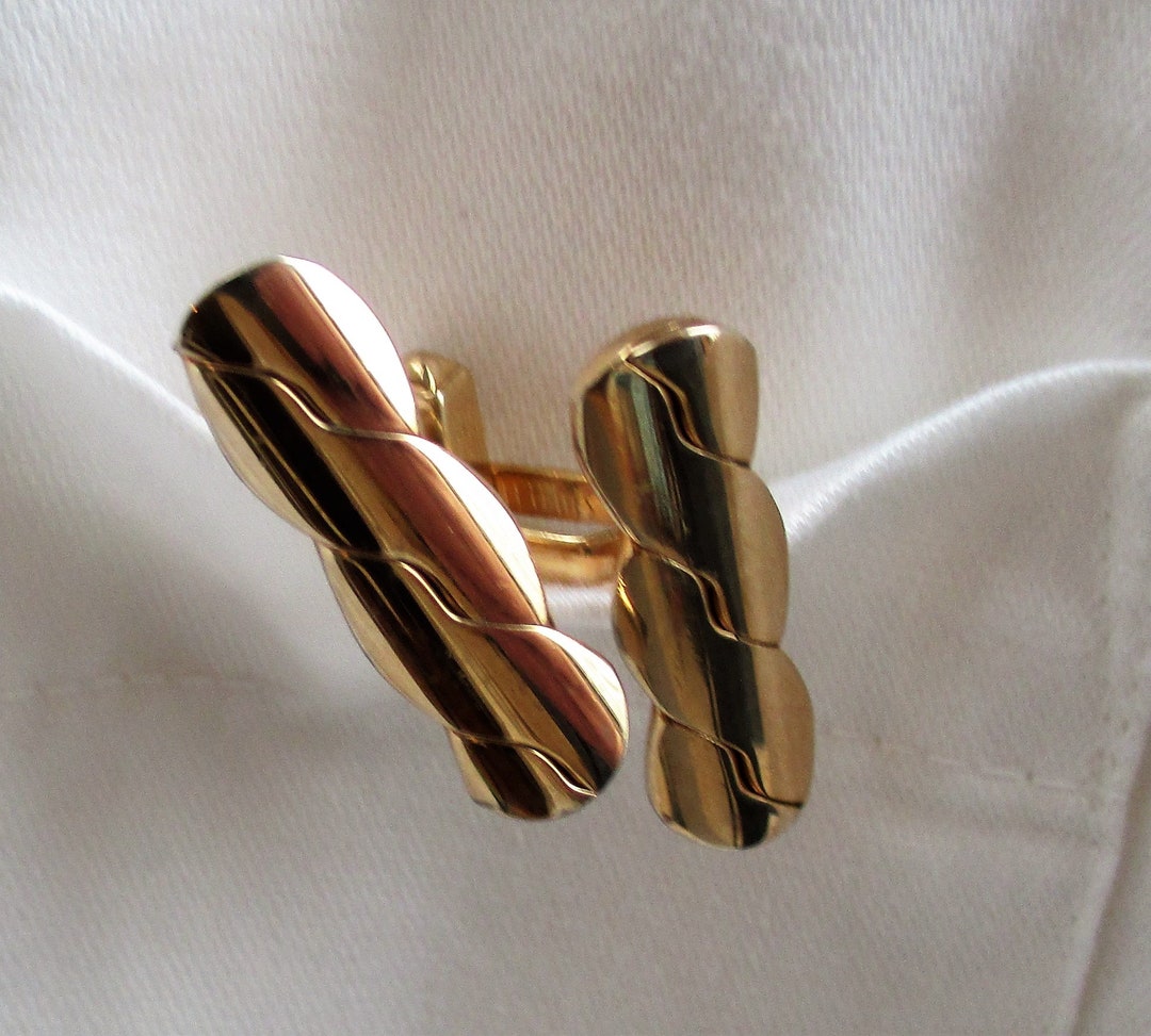 SWANK Cuff Links, Mad Men Style Gold Tone Cuff Links, Wavy Weave Cuff ...