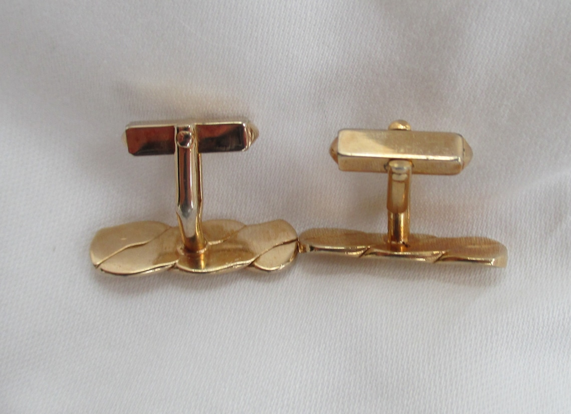 SWANK Cuff Links Mad Men Style Gold Tone Cuff Links Wavy - Etsy