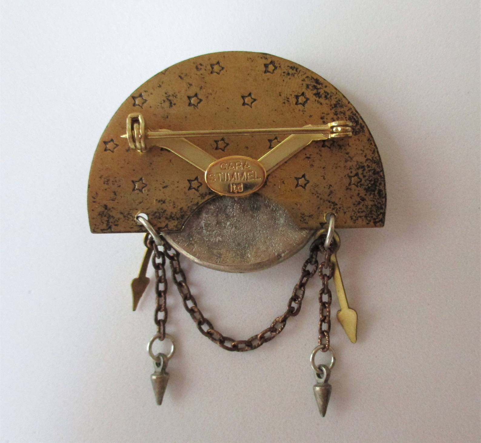 Vintage Cara Stimmel Brooch Tri-tone Half Circle W Man in - Etsy