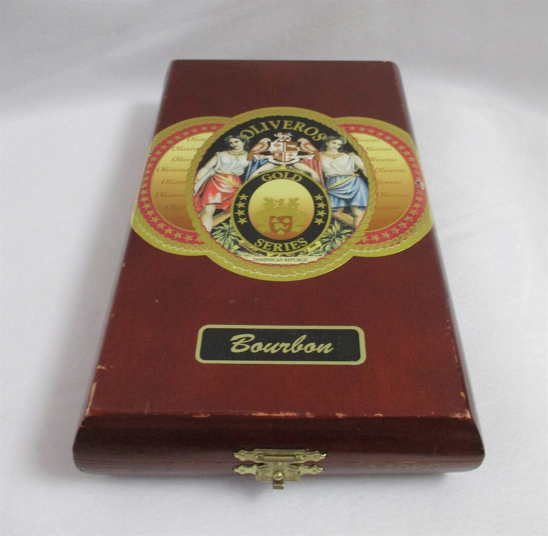 Vintage Wooden OLIVEROS Cigar Box, Bourbon Series Collectible Wood Box ...