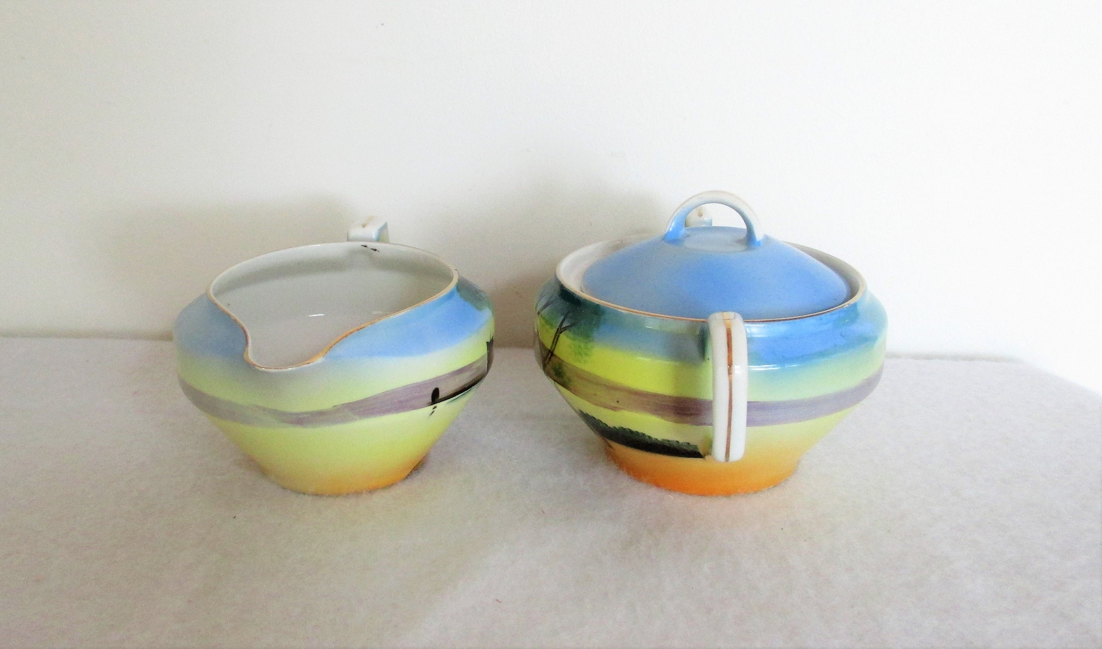 Vintage Meito China Chikaramachi Hand Painted Sail Boat Sea Cream ...