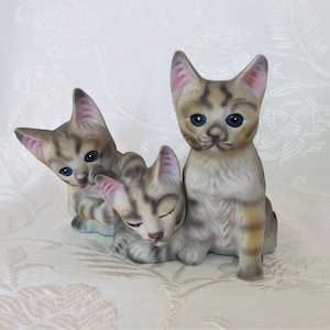 Vintage Kitten Trio Figurine, Porcelain Kittens, Signed by Artist M ...