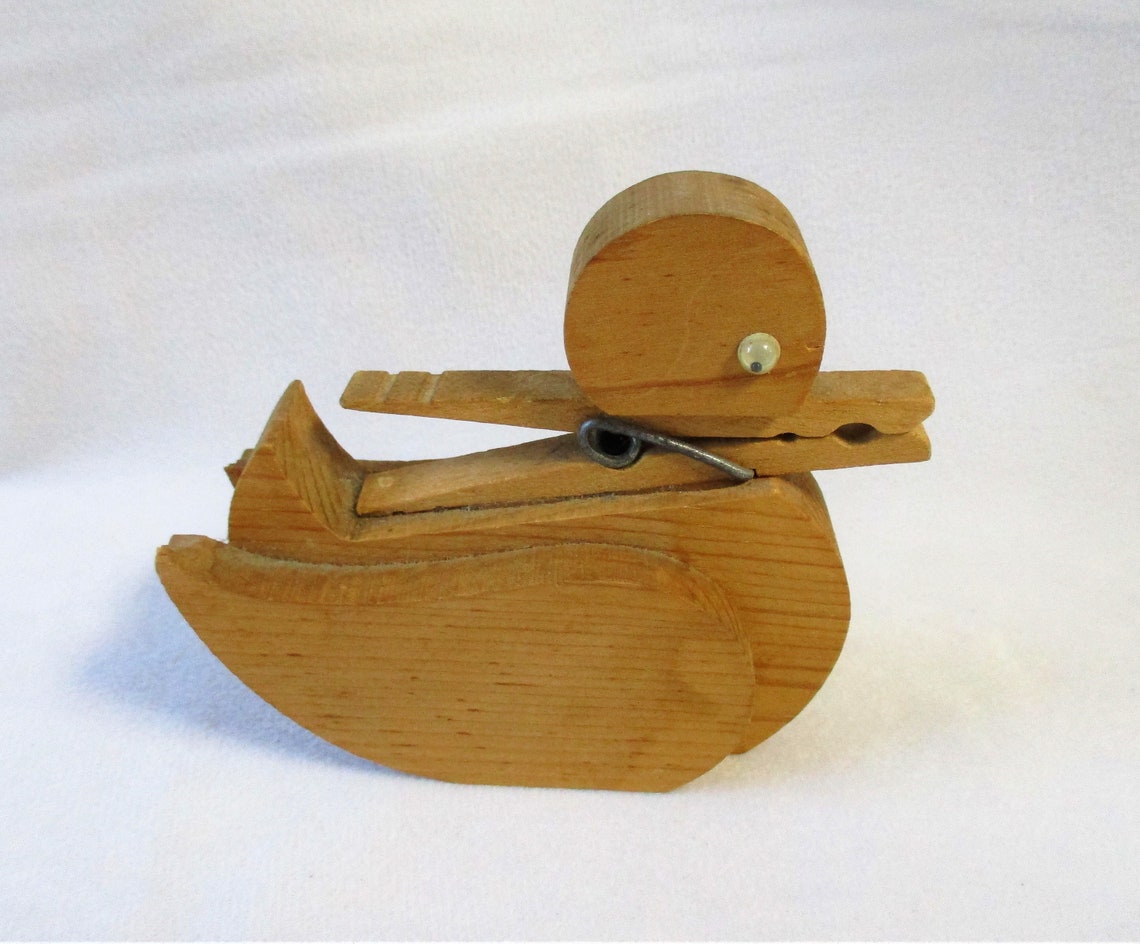 Vintage Wooden Clothespin Duck Clip With Rollie Eyes Retro - Etsy
