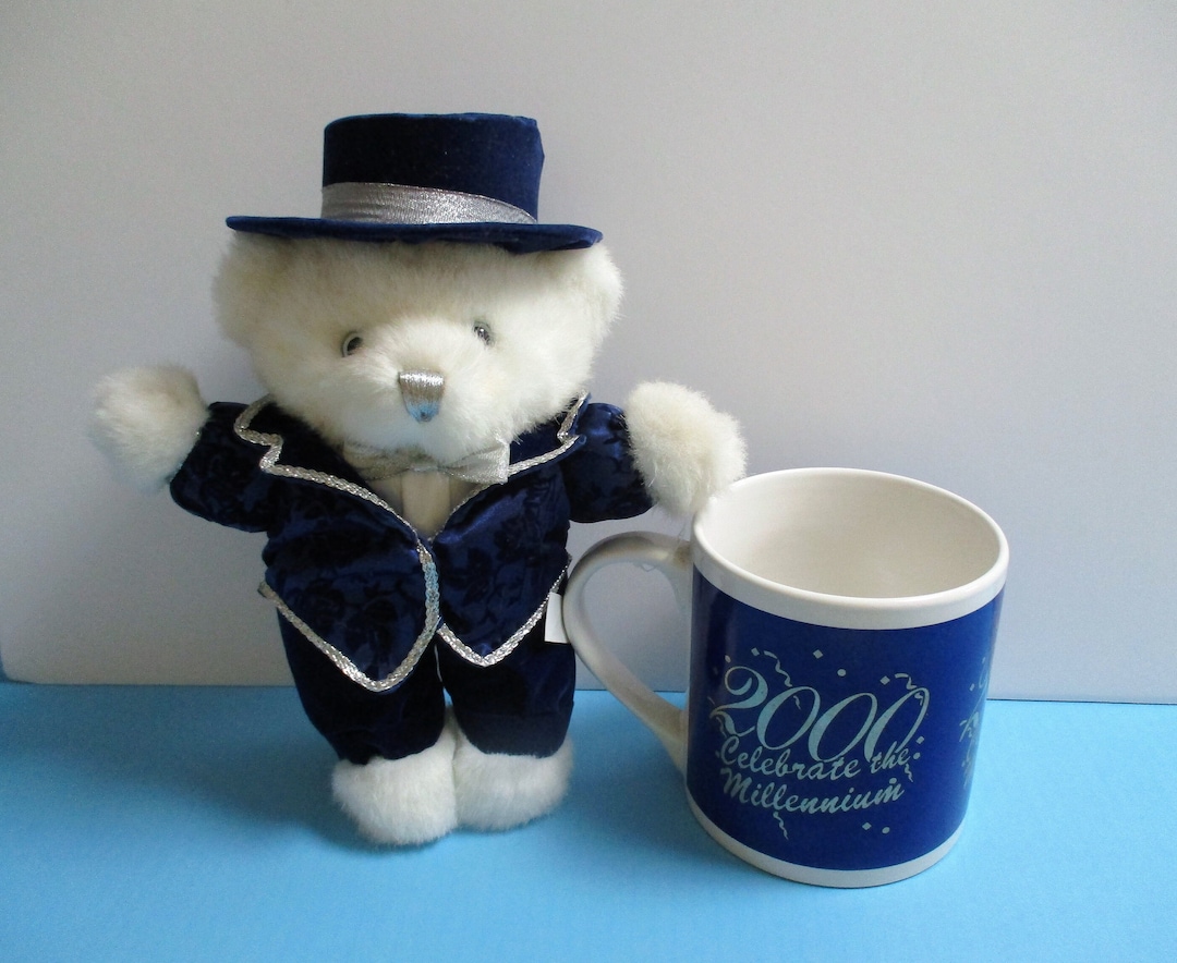 Millenium Teddy Bear With Large Coffee Mug, Year 2000 Celebration Y2K ...