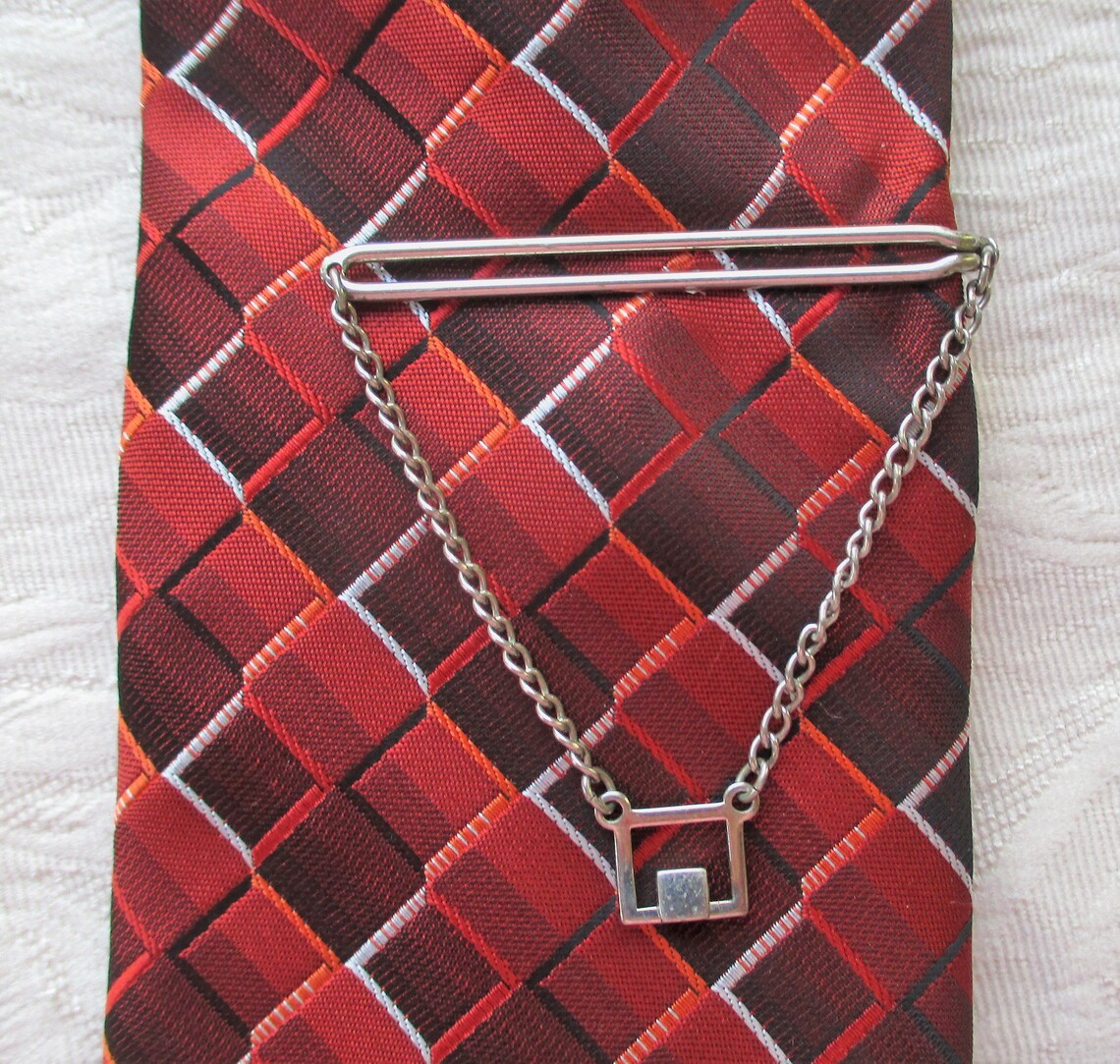 SWANK Tie Clip Chain Style Silver Tone Stainless Steel Tie - Etsy