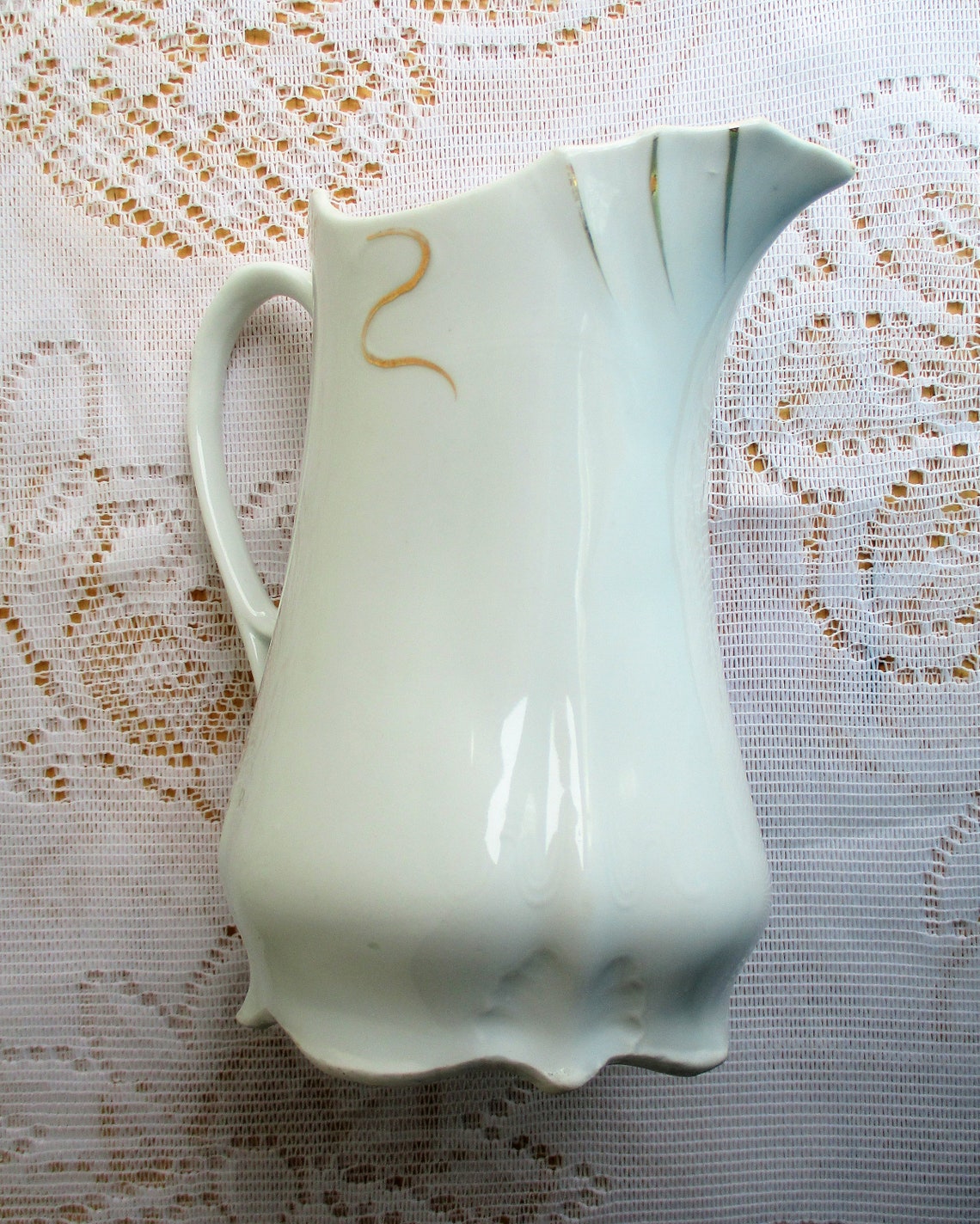Vintage Bavarian China Pitcher With Pink Rose Cabbage Rose - Etsy