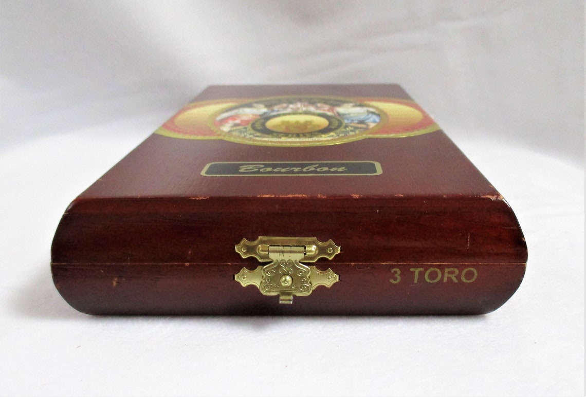 Vintage Wooden OLIVEROS Cigar Box, Bourbon Series Collectible Wood Box ...